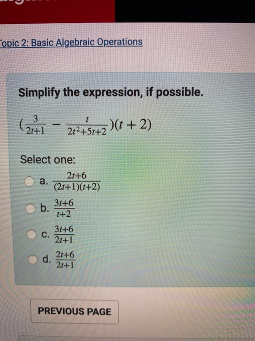 Solved Copic 2: Basic Algebraic Operations Simplify the | Chegg.com
