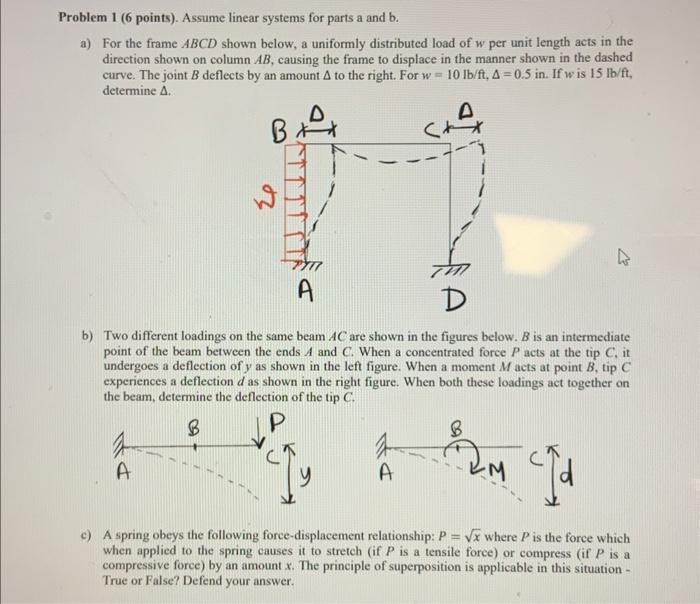 Solved Soblem 1 (6 points). Assume linear systems for parts | Chegg.com