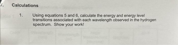 Solved Ephoton =ΔEelectron =λhc Equation 5 where E is energy | Chegg.com