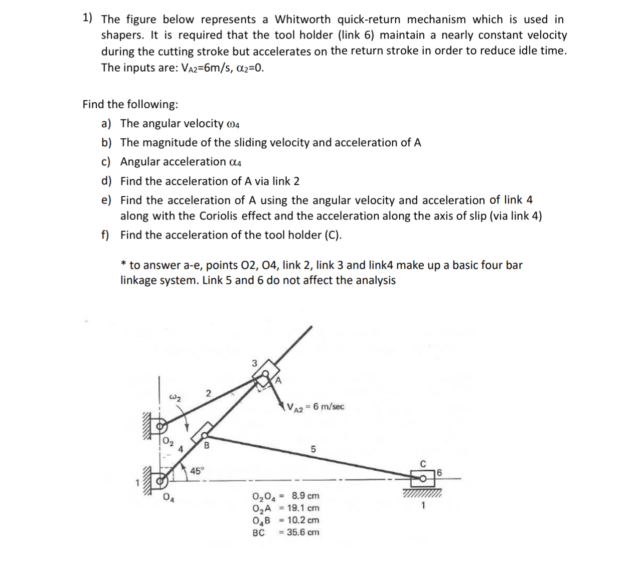 The figure below represents a Whitworth quick-return | Chegg.com