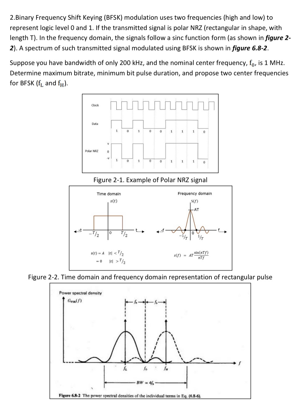 Solved 2.Binary Frequency Shift Keying (BFSK) ﻿modulation | Chegg.com