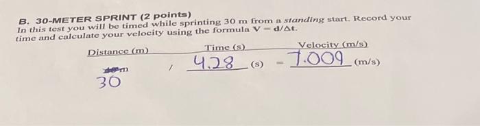 4. What was the theoretical acceleration in the 30-m | Chegg.com