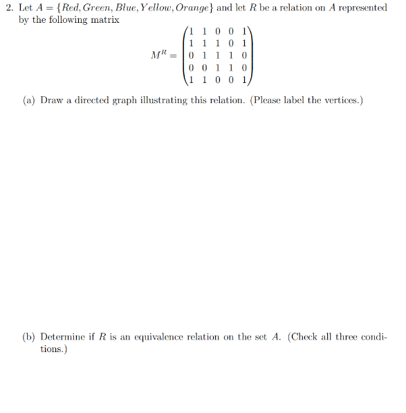 Let Red, Green, Blue, Yellow, Orange | Chegg.com