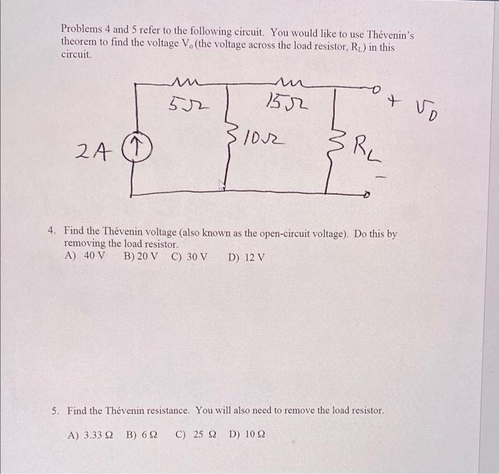 Solved Problems 4 and 5 refer to the following circuit. You | Chegg.com