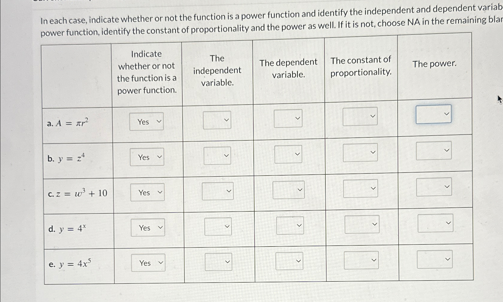 Solved In each case, indicate whether or not the function is | Chegg.com