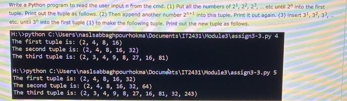 Solved Write a Python program to read the user input n from | Chegg.com