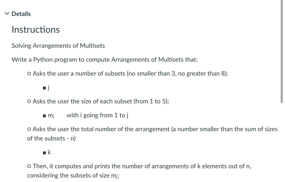 Solved DetailsInstructionsSolving Arrangements of | Chegg.com