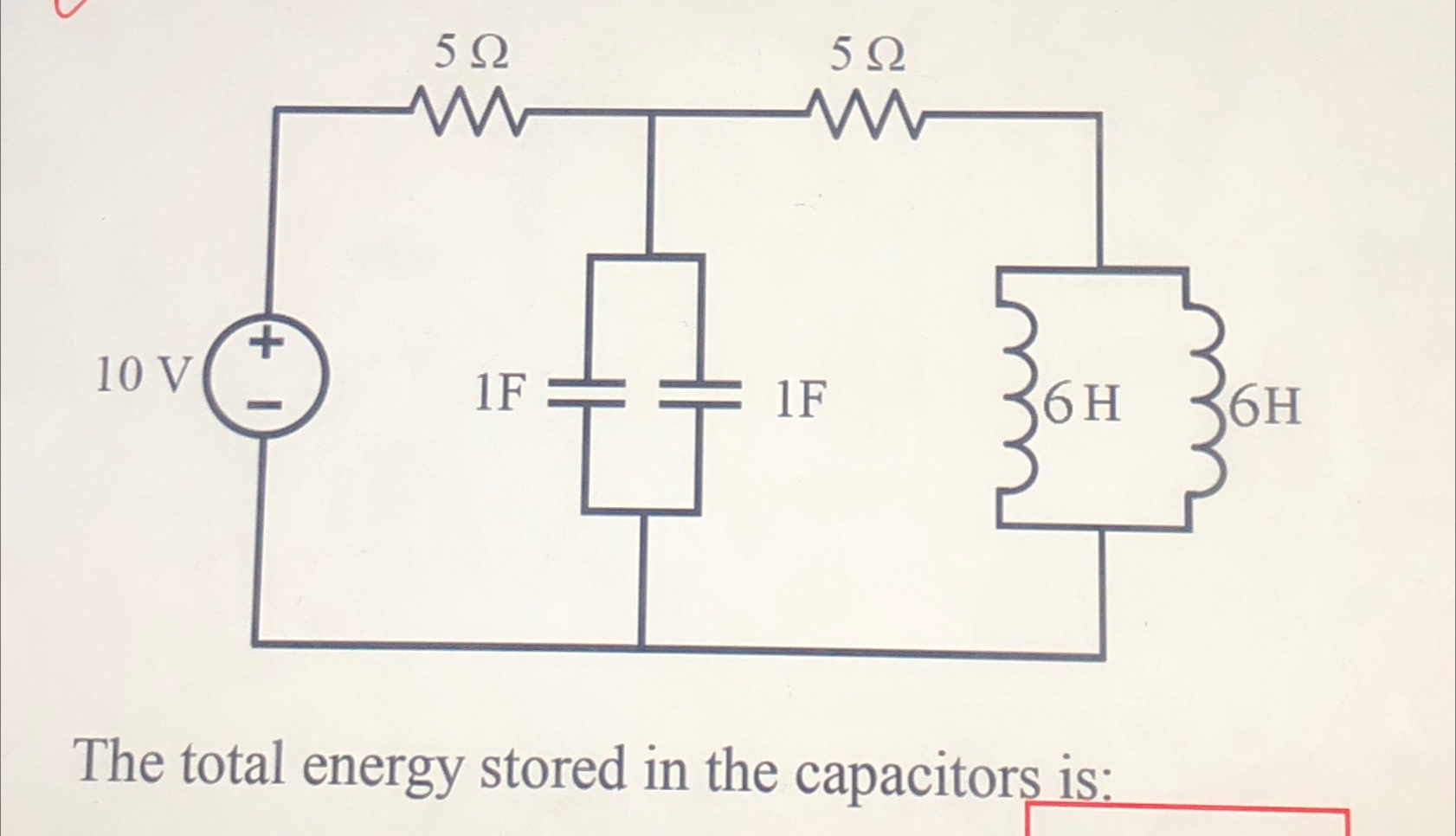 Solved The total energy stored in the capacitors is: | Chegg.com