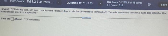 Solved Homework: TM 7.2-7.3: Perm... Question 12, *11.3.35 | Chegg.com