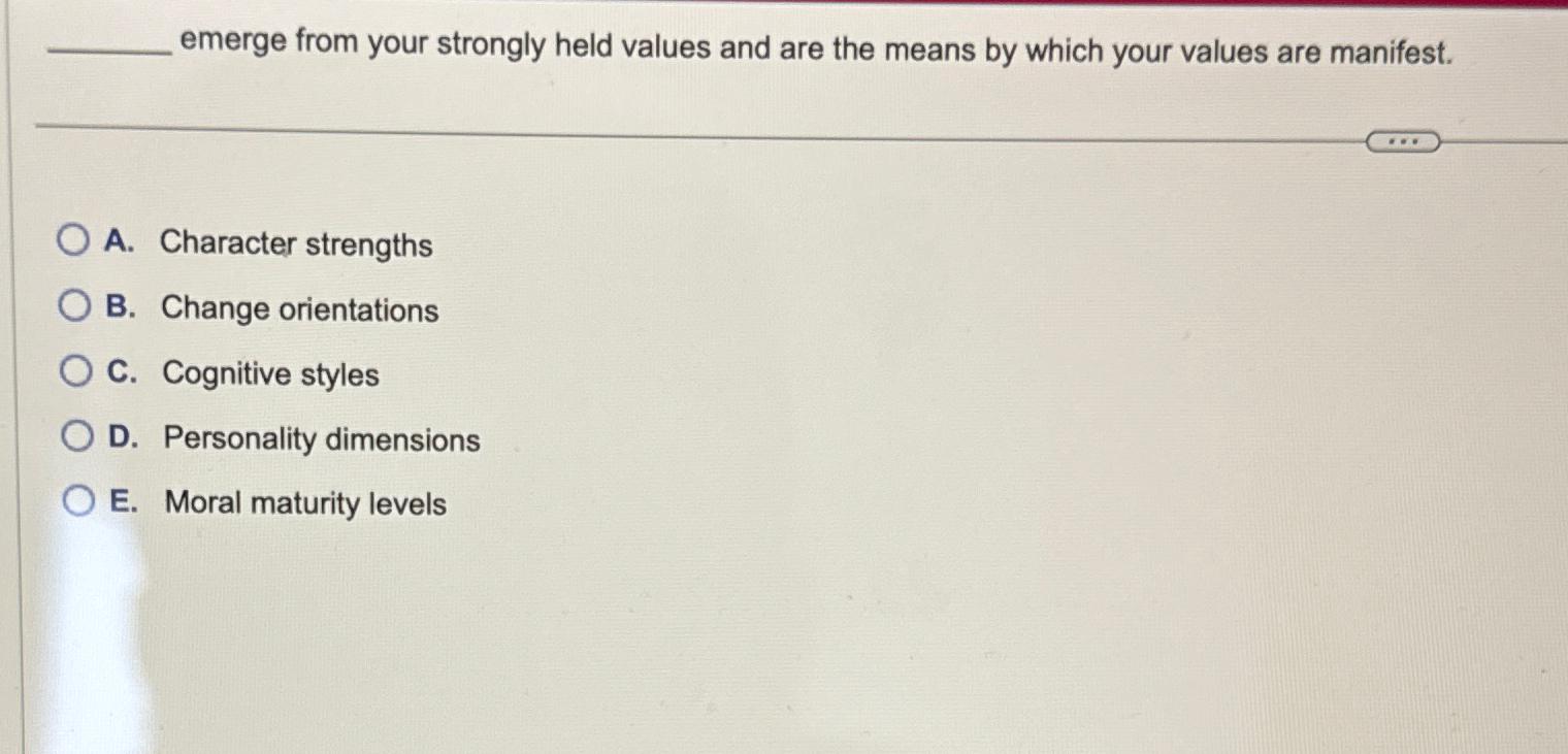 Solved emerge from your strongly held values and are the | Chegg.com