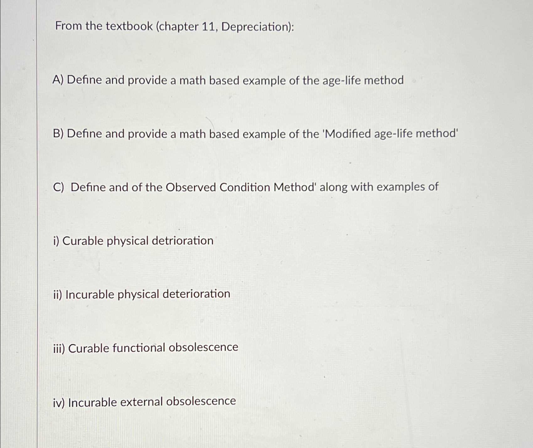 Solved From the textbook (chapter 11, ﻿Depreciation):A) | Chegg.com