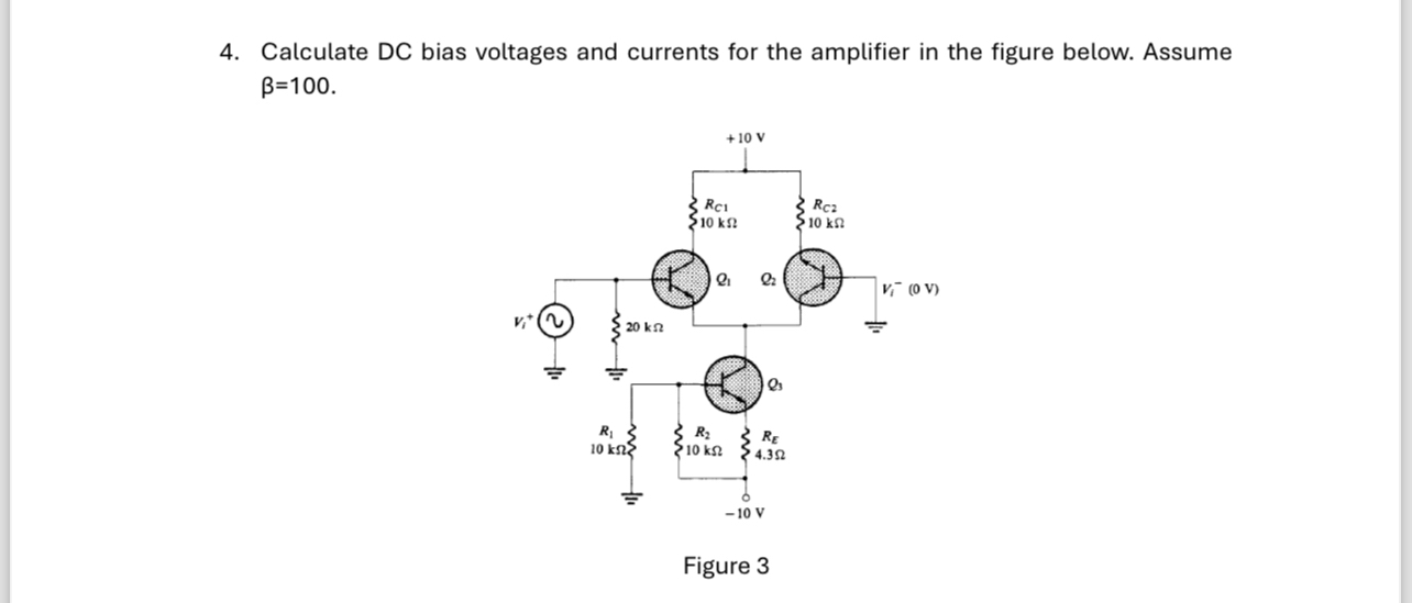 Solved Calculate DC bias voltages and currents for the | Chegg.com