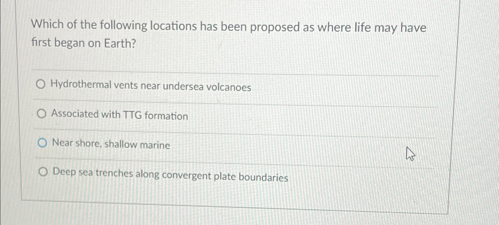 Solved Which of the following locations has been proposed as | Chegg.com