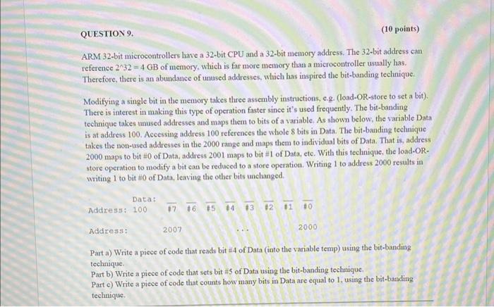 Solved QUESTION 9. ARM 32-bit microcontrollers have a 32-bit | Chegg.com