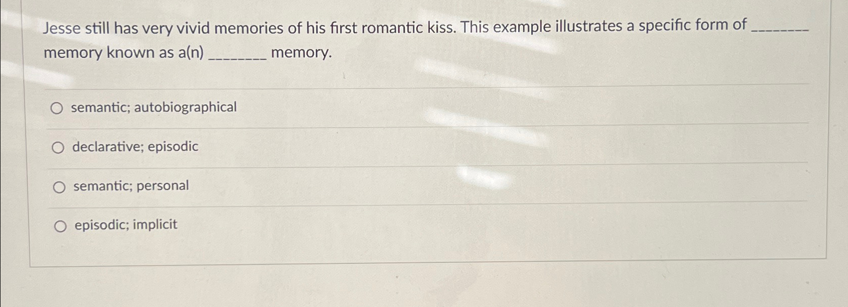 Solved Jesse still has very vivid memories of his first | Chegg.com