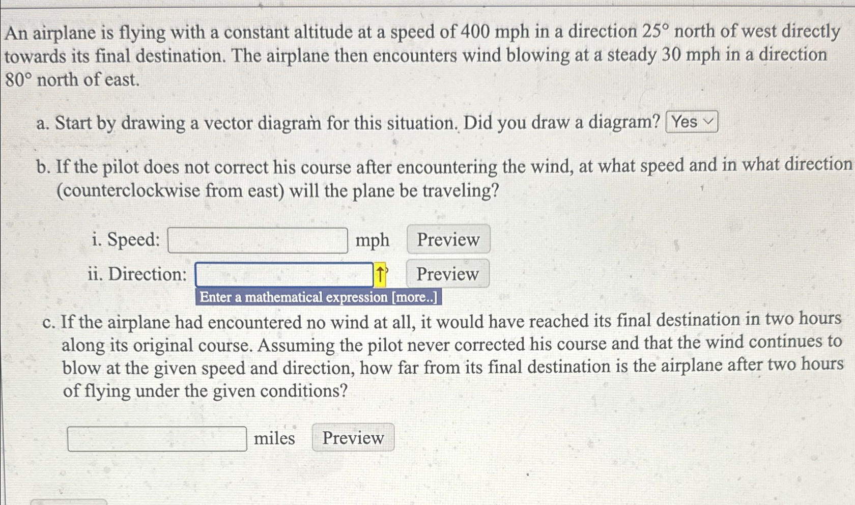 Solved An airplane is flying with a constant altitude at a | Chegg.com