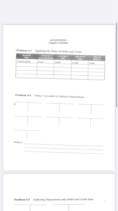 Solved ACCOUNTING! Chapter 4 Activities Problem 4-1 Applying | Chegg.com