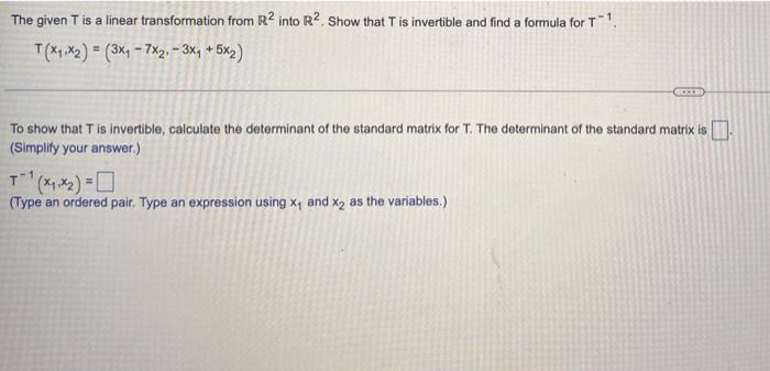Solved The given T is a linear transformation from R2 into | Chegg.com