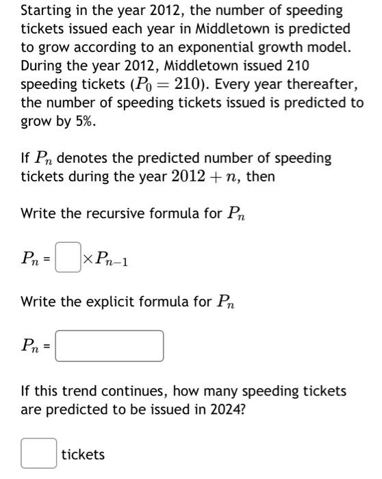 Solved Starting in the year 2012, the number of speeding | Chegg.com