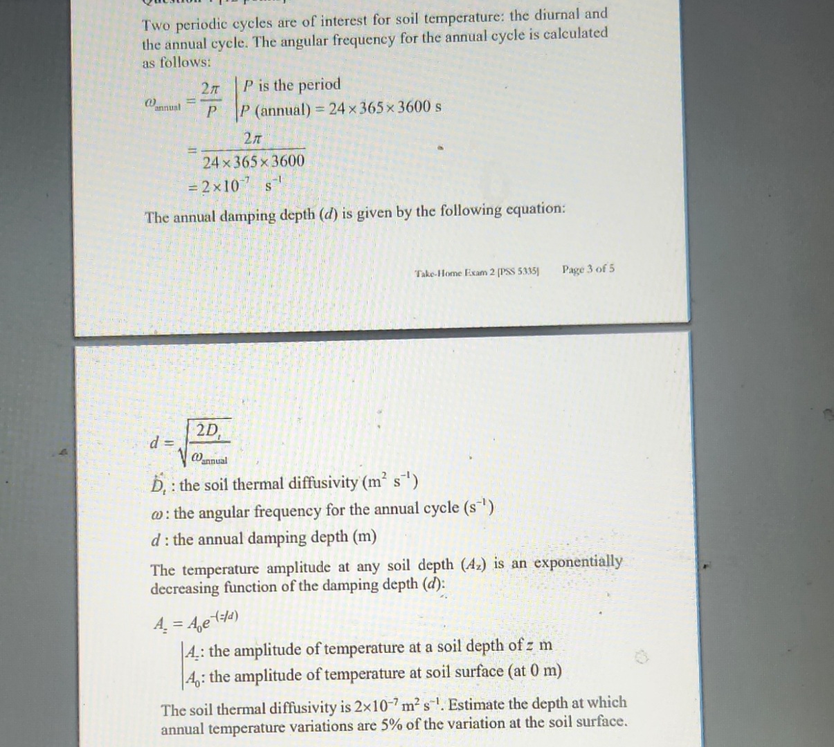 Solved Two periodic cycles are of interest for soil | Chegg.com
