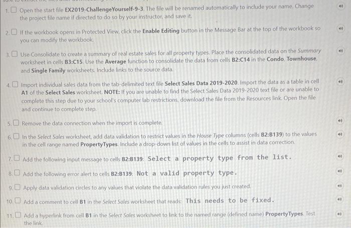 1. Open the start file EX2019-ChallengeYourself-9-3. | Chegg.com