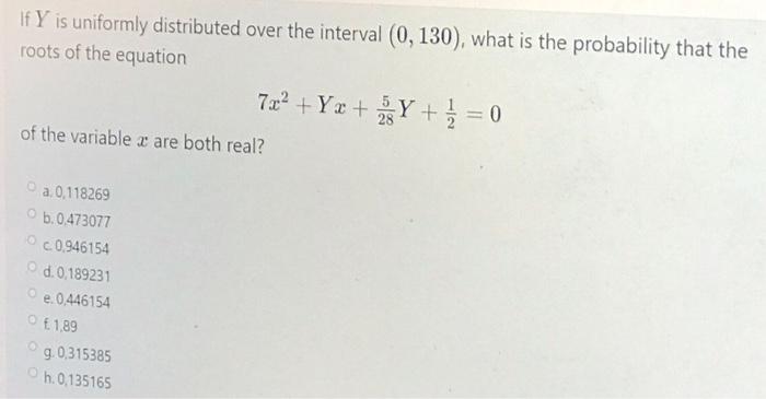 Solved If Y is uniformly distributed over the interval | Chegg.com