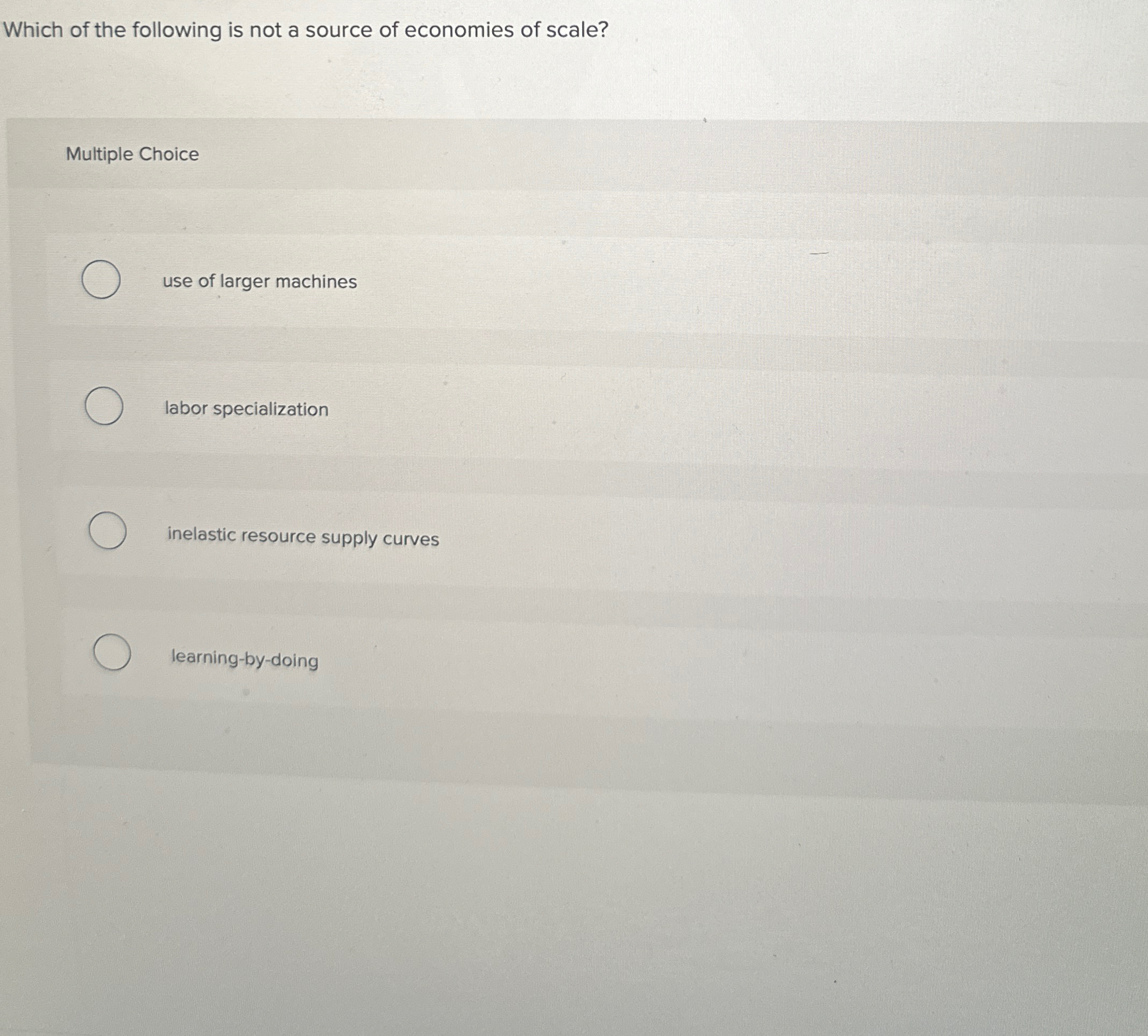 Solved Which of the following is not a source of economies | Chegg.com