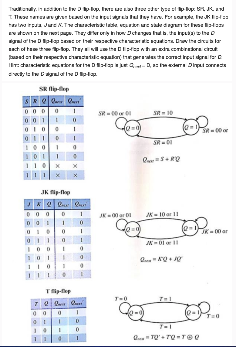 Solved Traditionally, in addition to the D flip-flop, there | Chegg.com