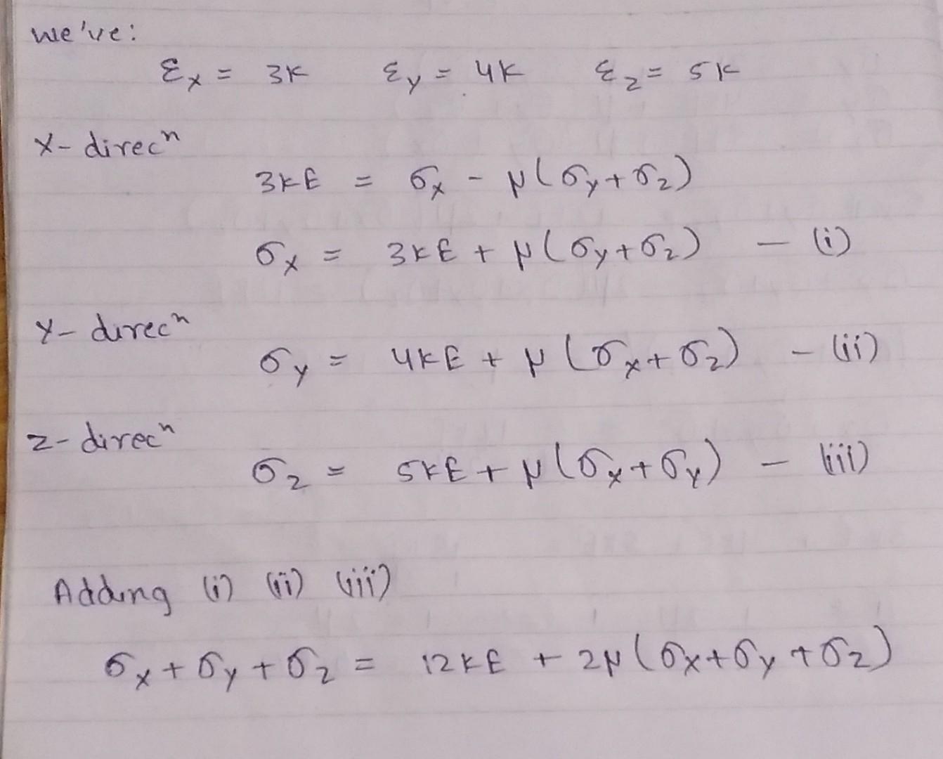 Solved A piece of material is subjected to three | Chegg.com