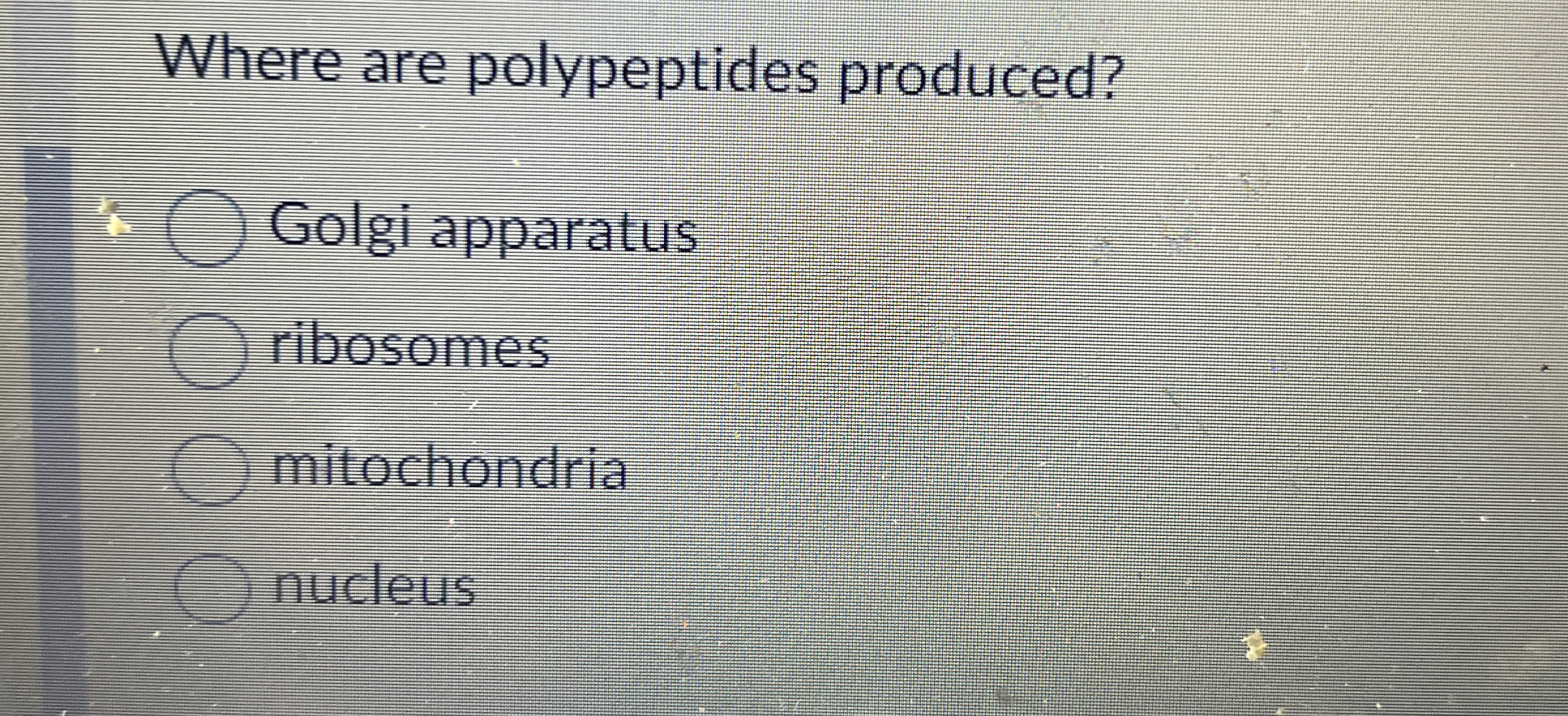Solved Where are polypeptides produced?Golgi | Chegg.com