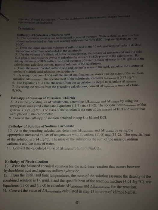 Thermochemistry Report Sheet Name and Drawer Number 5 | Chegg.com