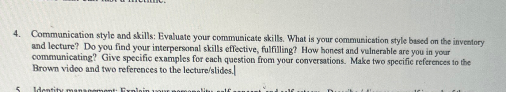 Solved Communication style and skills: Evaluate your | Chegg.com