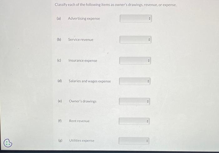 Solved Classify each of the following items as owner's | Chegg.com