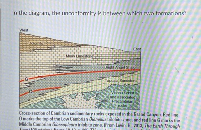 Solved In the diagram, the unconformity is between which two | Chegg.com
