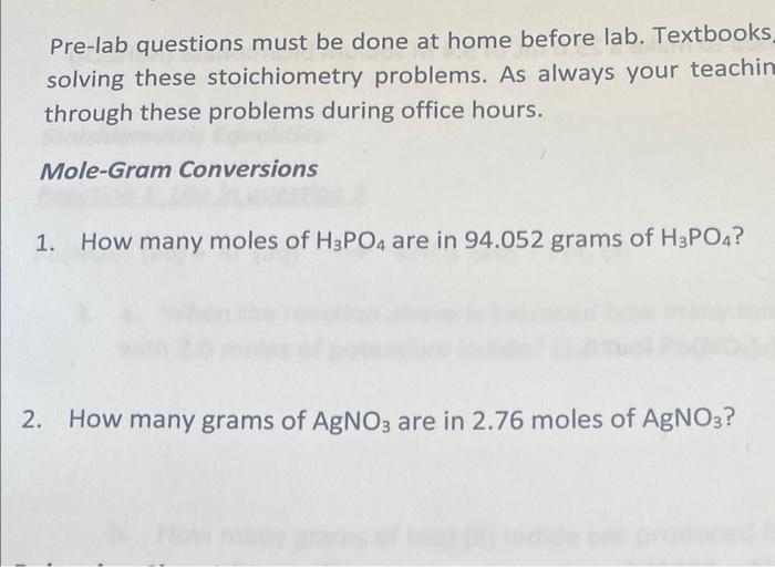 Solved Pre-lab questions must be done at home before lab. | Chegg.com