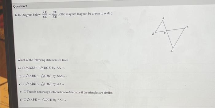 Solved In the diagram below, ECAE=EDBE. (The diagram may not | Chegg.com