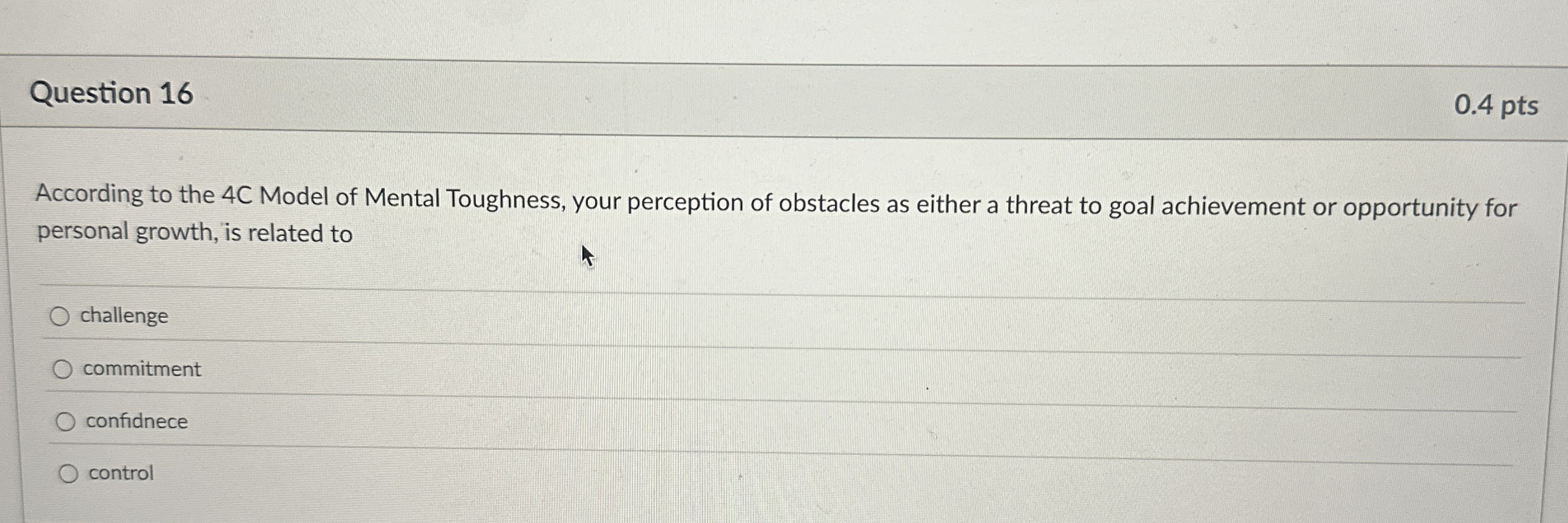 Solved Question 160.4 ﻿ptsAccording to the 4C Model of | Chegg.com