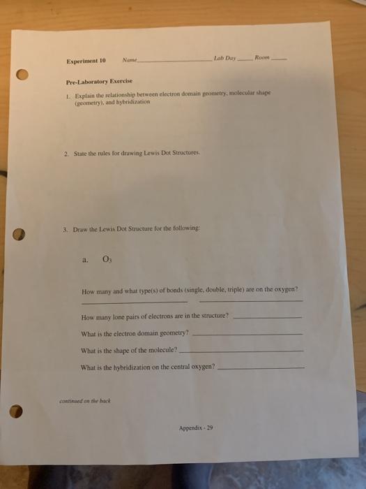 Solved Room Lab Day Name Experiment 10 Pre Laboratory