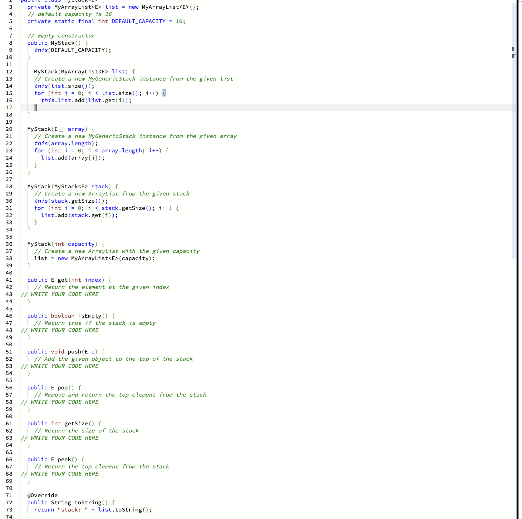 Solved package MyImplementations;// ﻿Implementing the String | Chegg.com
