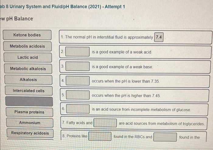 Solved b 8 Urinary System and Fluid/pH Balance (2021) - | Chegg.com