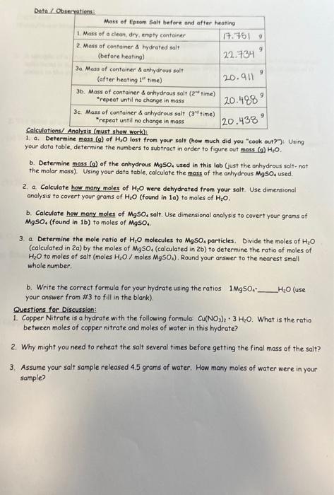 Solved your data table, determine the numbers to subtrect in | Chegg.com