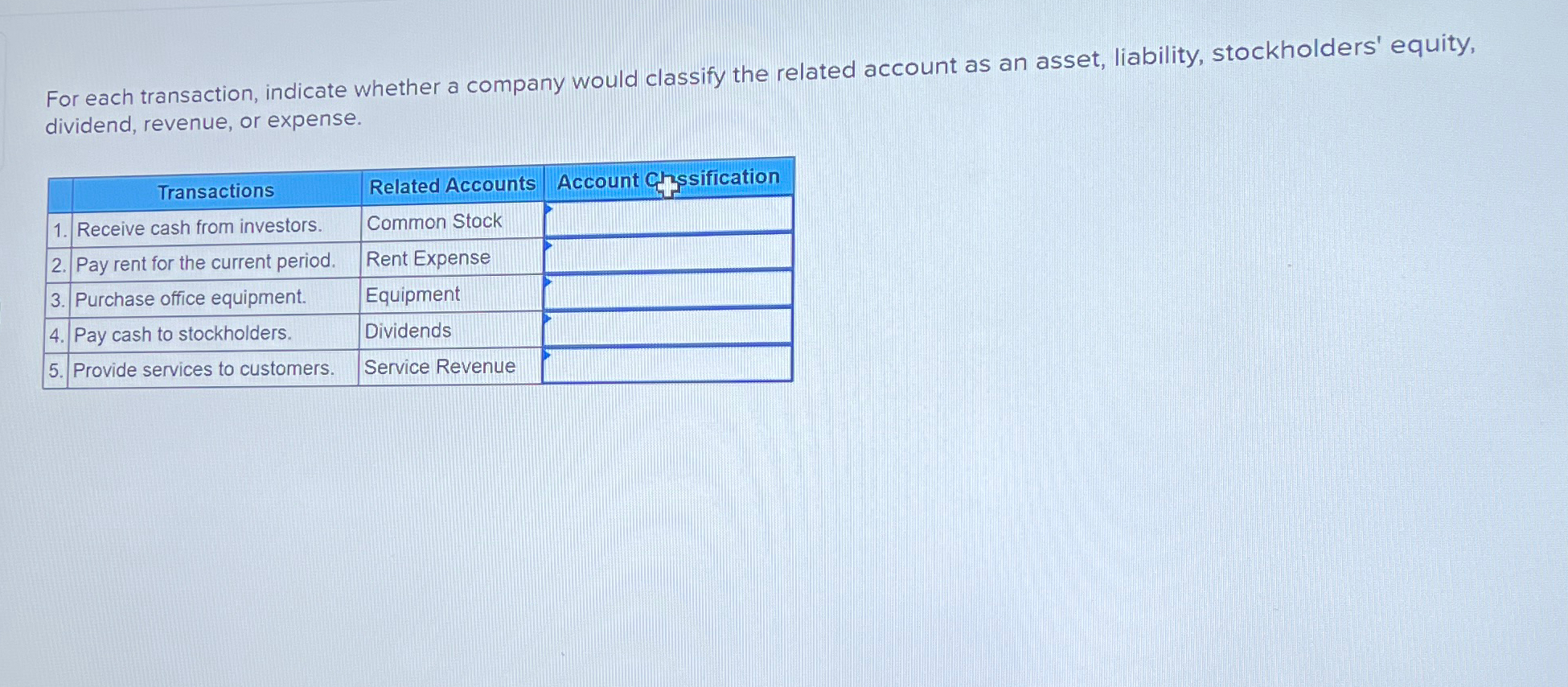 Solved For each transaction, indicate whether a company | Chegg.com