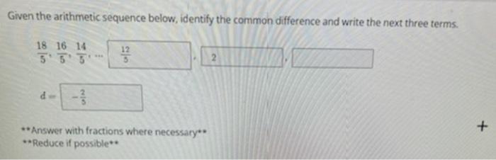 Solved given the arithmetic sequence below identify the | Chegg.com