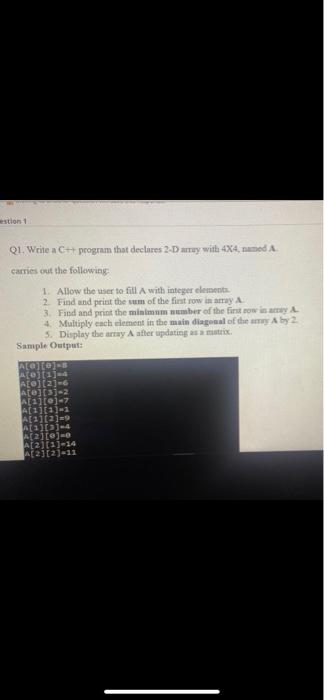 Solved estion 1 OL. Write a C++ program that declares 2-Day | Chegg.com