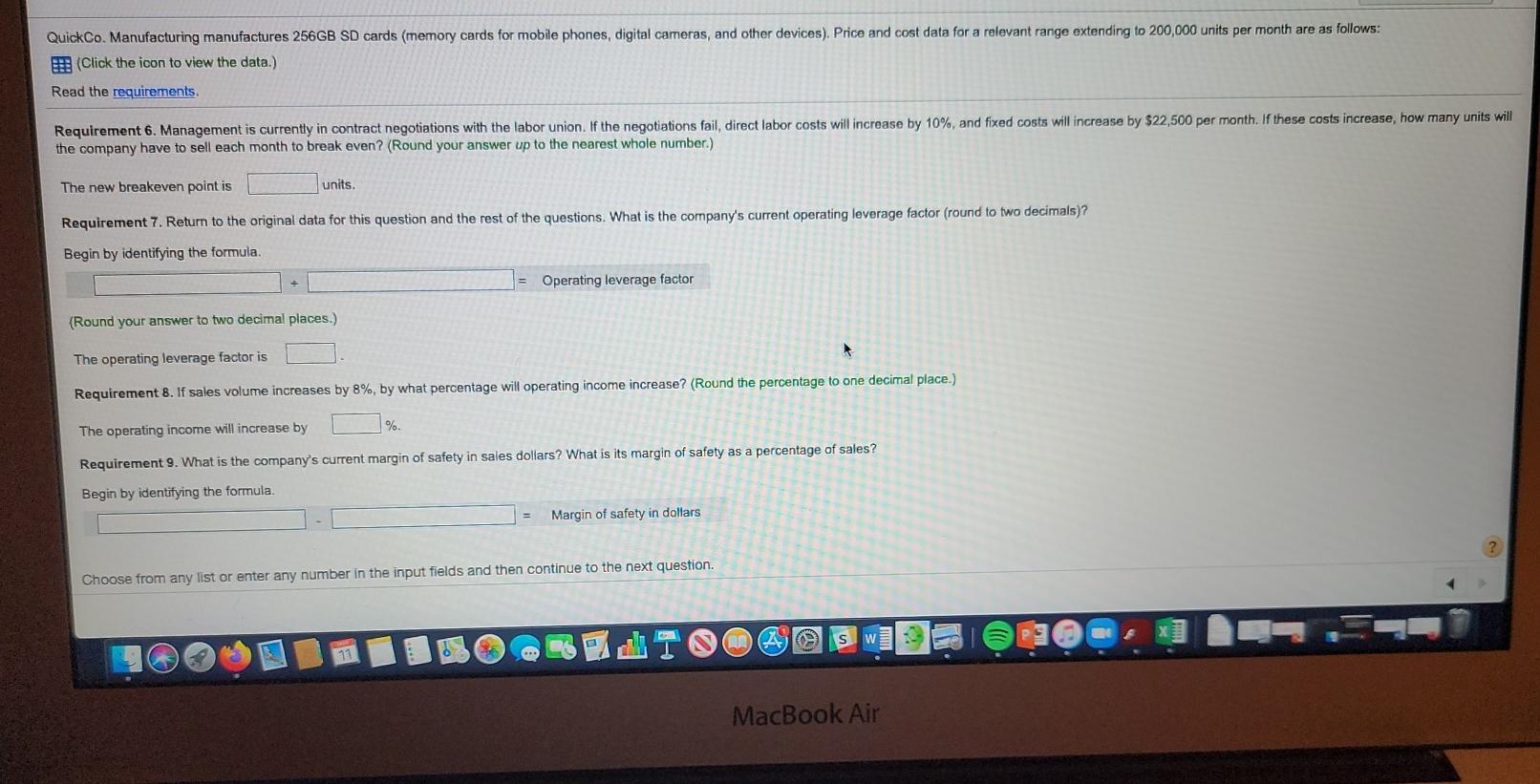 Solved Questio QuickCo. Manufacturing manufactures 256GB SD | Chegg.com