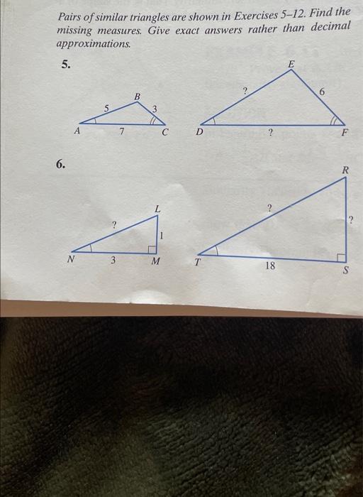 Solved Pairs of similar triangles are shown in Exercises | Chegg.com