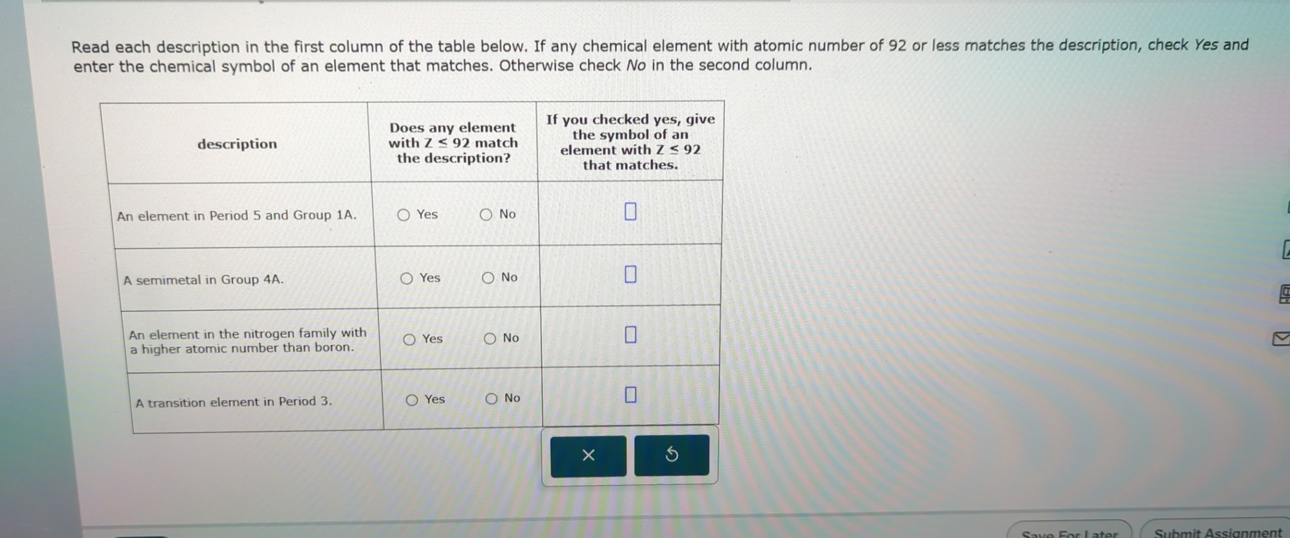 Solved Read each description in the first column of the | Chegg.com