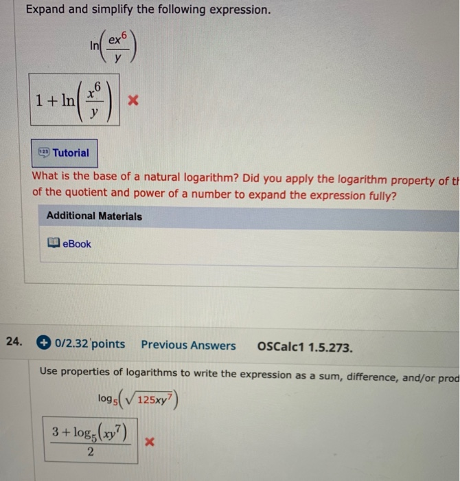 Solved Expand and simplify the following expression. 1+ln) 1 | Chegg.com