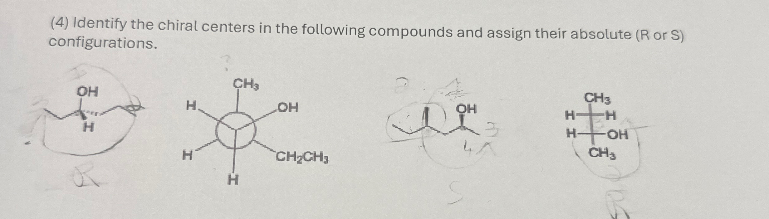 Solved (4) ﻿Identify the chiral centers in the following | Chegg.com