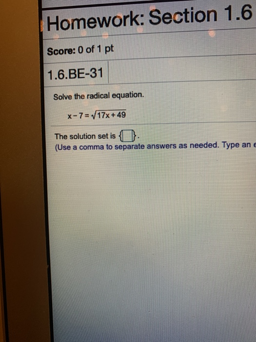 Solved Homework Section 1 6 Score 0 Of 1 Pt 1 6 Be 31
